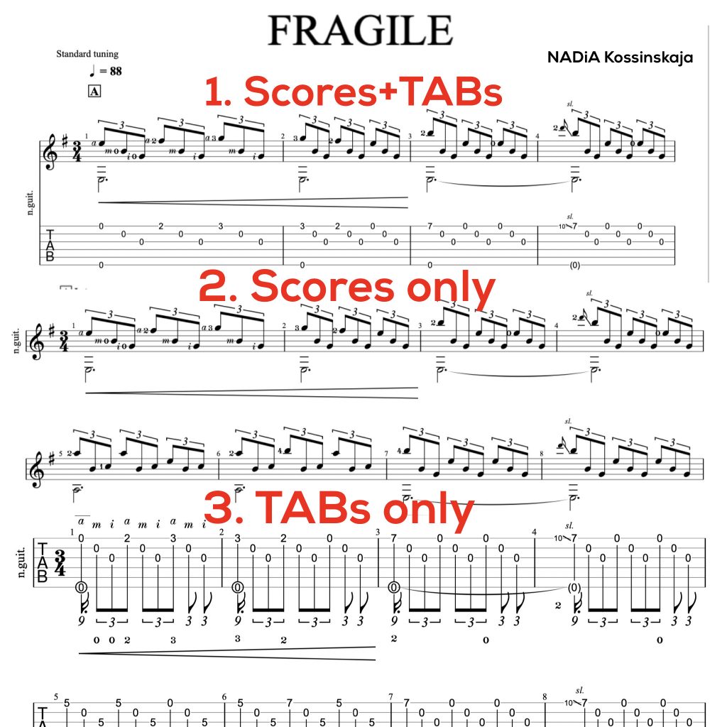 FRAGILE N.Kossinskaja Scores+TABs+WAV